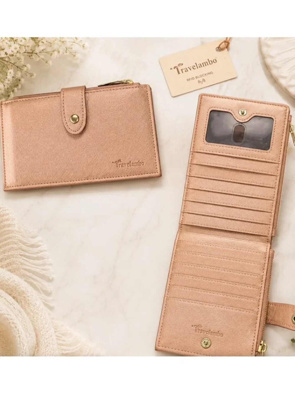 Travelambo | Bags | Travelambo Rfid Blocking Accordion Card Wallet Rose ...